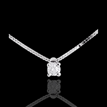 Collier solitaire or blanc 18 carats - diamant 0.07 carat : bijoux Edenly