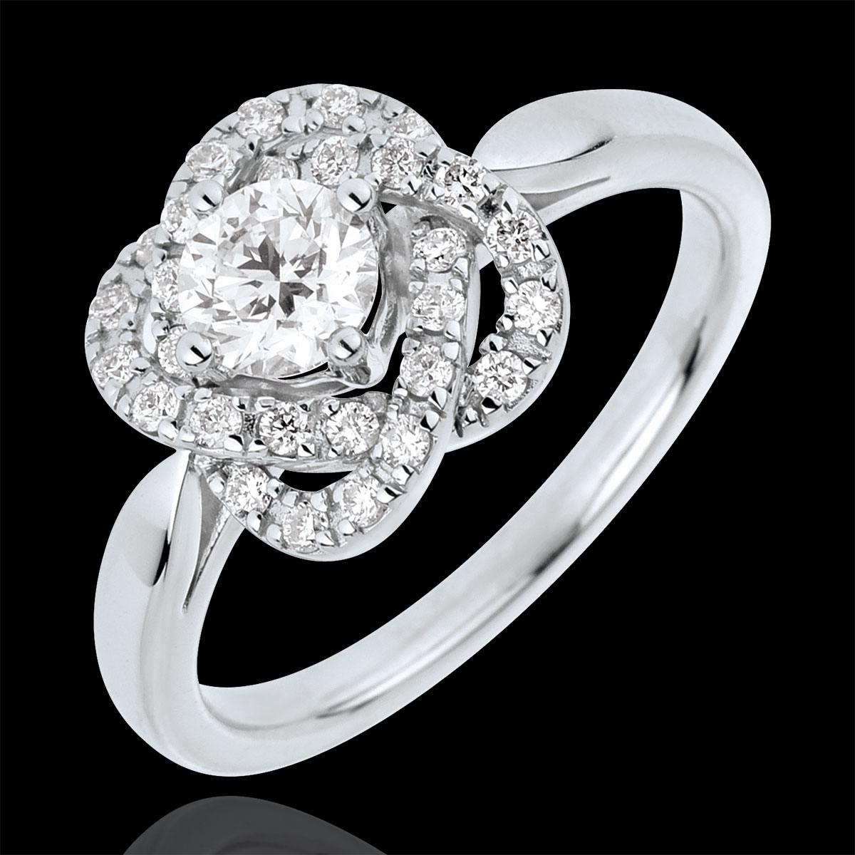 Bague Solitaire Rose De Carat - or blanc 18 carats : bijoux Edenly