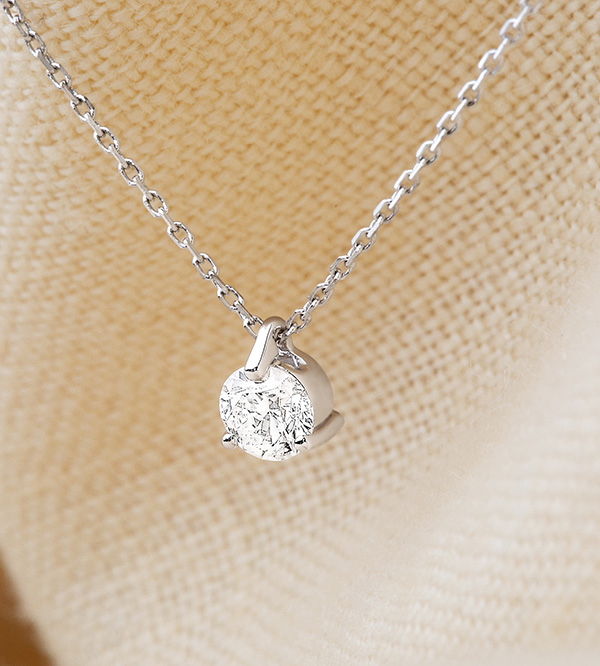 Collier solitaire or blanc 18 carats - 0.26 carat : bijoux Edenly