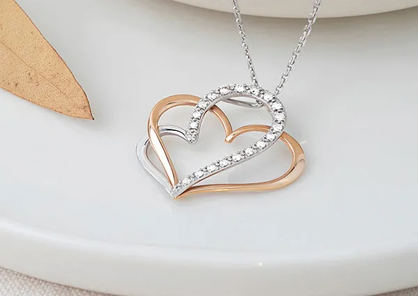 Collier Mon Amour - or blanc et or rose 18 carats et diamants : bijoux ...