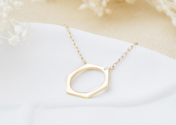 Collier Hexagone - or jaune 18 carats et diamant : bijoux Edenly
