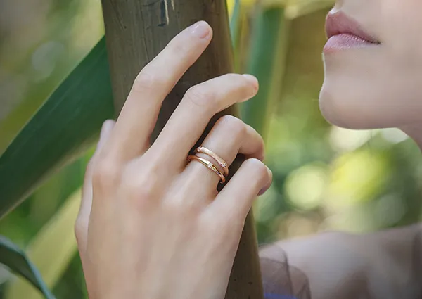Jungle Sacrée Ring - Multi diamond 3 mm - pink gold 9 carats : Edenly ...