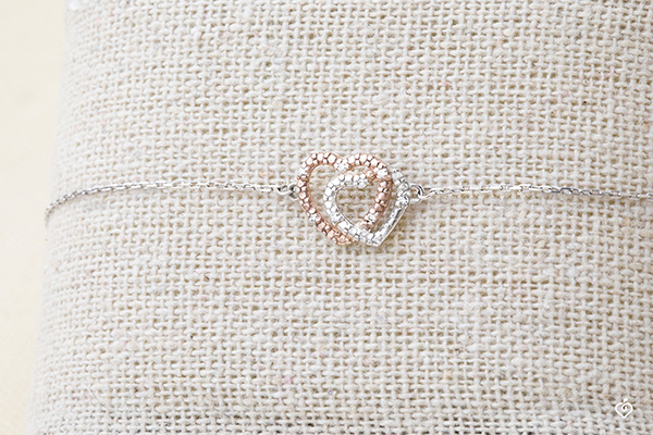 Bracelet Coeurs Complices - or blanc et or rose 9 carats et diamants ...