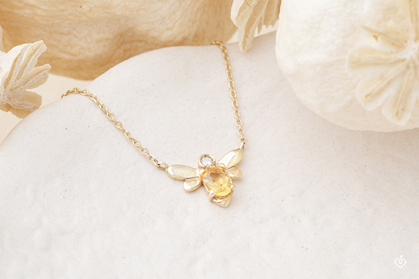 Collier Abeille Pop - or jaune 18 carats, diamant et citrine : bijoux ...