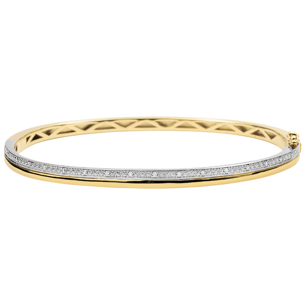 Bangle Elegantie - witgoud en geelgoud met diamanten - 9 karaat goud ...