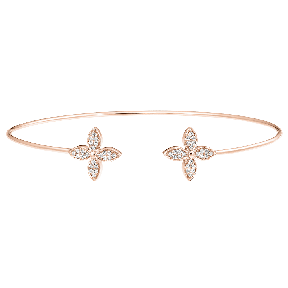 Bracelet Jonc Ouvert Éclosion - Double Chance - or rose 9 carats et ...
