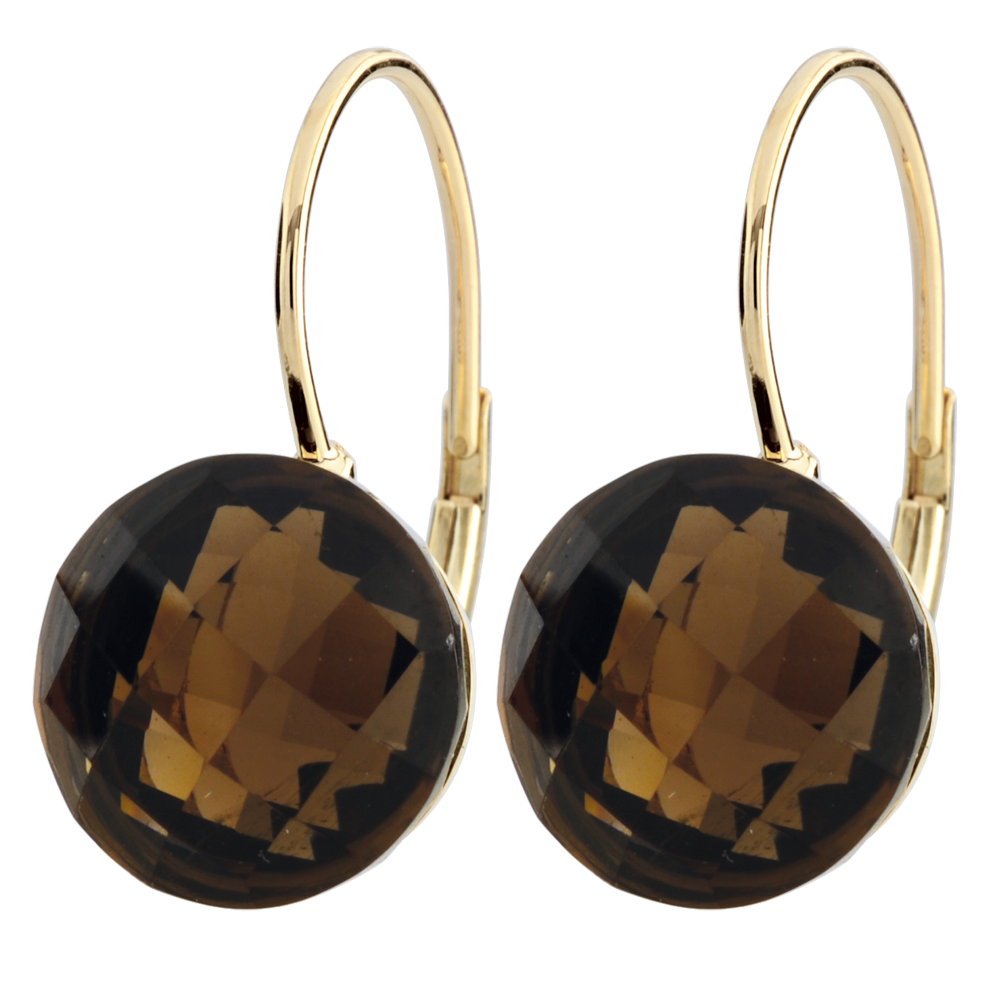 Boucles d'oreilles Emma - quartz fumé - or jaune 9 carats : bijoux Edenly