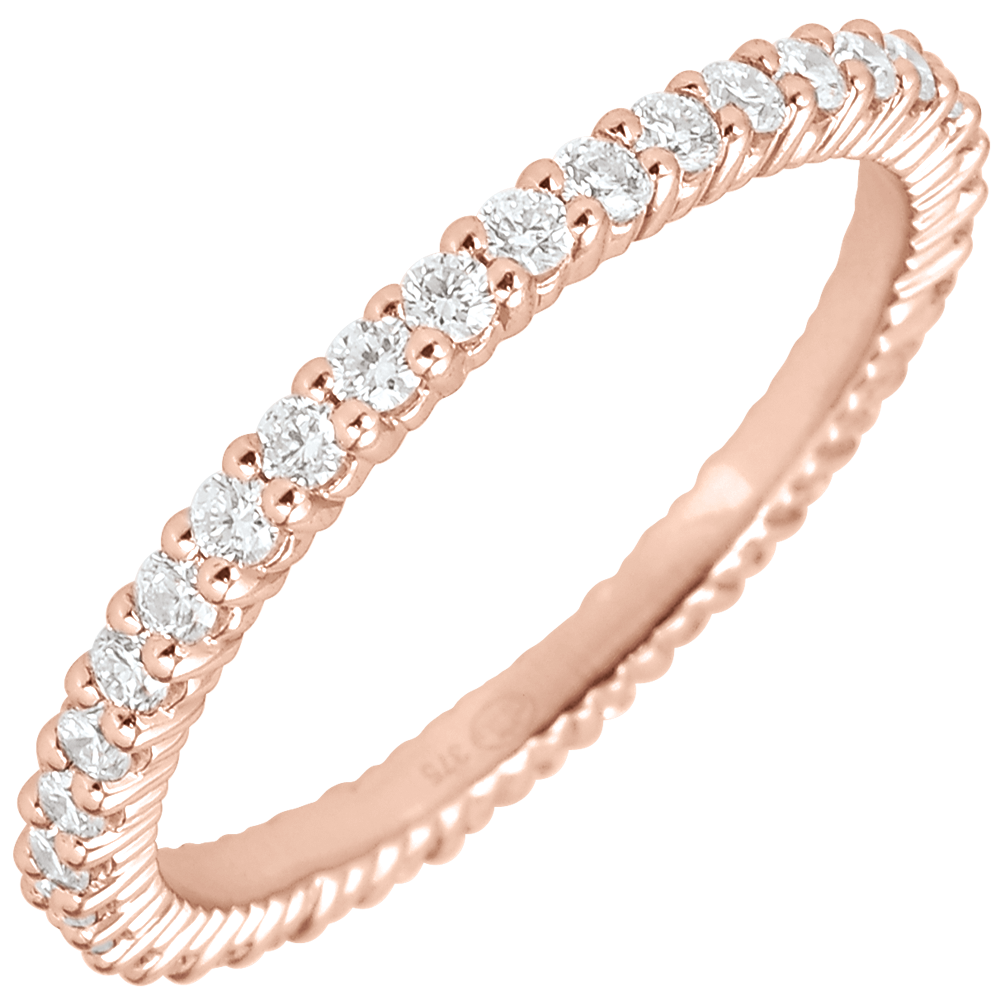 Anillo de matrimonio - Oro rosa 9 quilates - Diamante - C2965