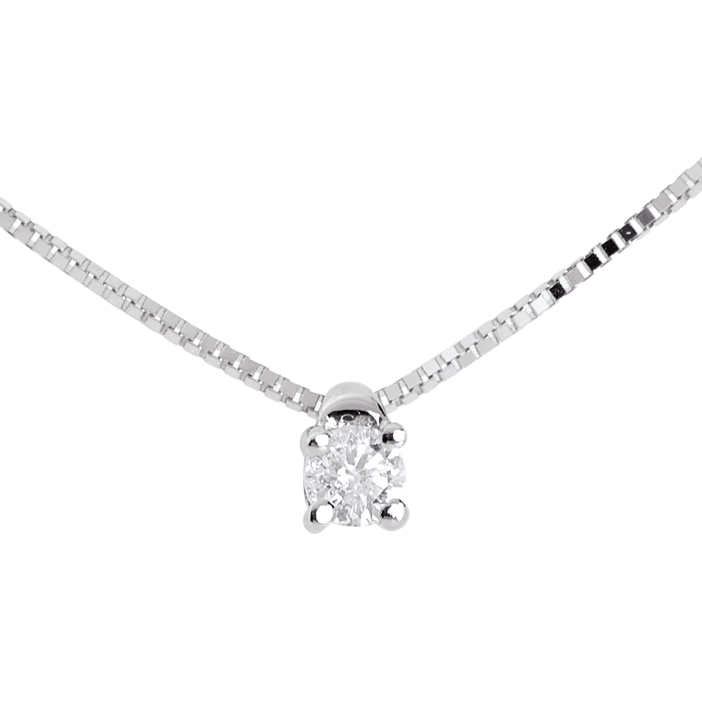 Collier solitaire or blanc 18 carats - diamant 0.07 carat : bijoux Edenly