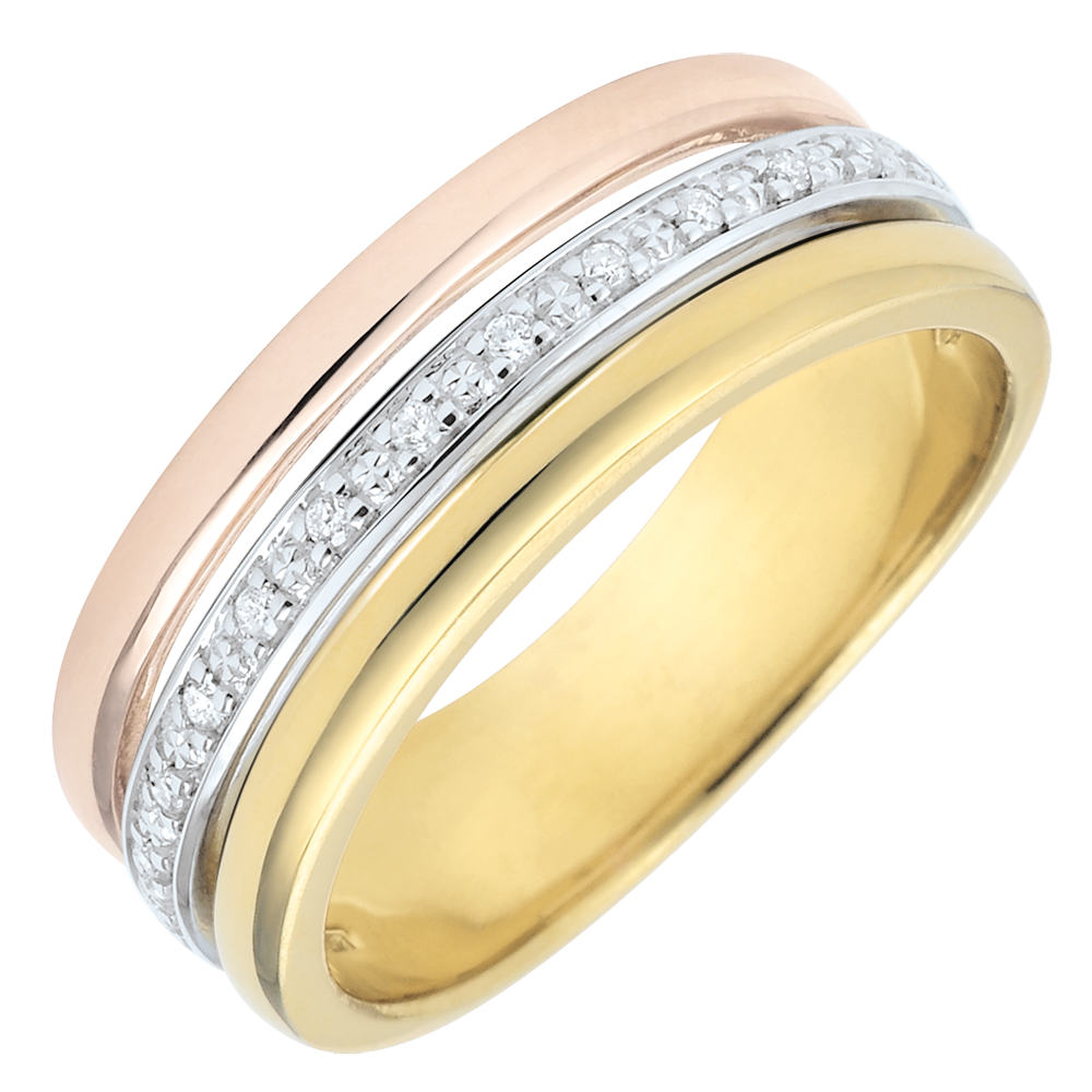 Anillo Egeria - 3 oros 18 quilates y diamantes : joyas Edenly