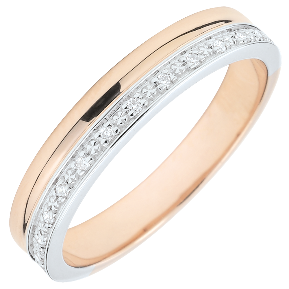 Alliance Elégance or blanc et or rose 9 carats : bijoux Edenly