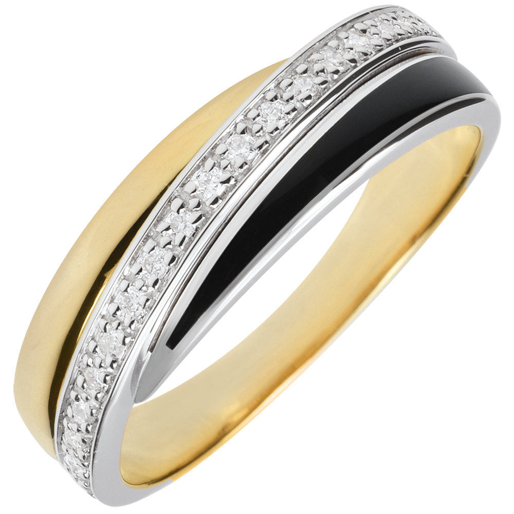 Ring Saturn Diamond - black lacquer and diamonds - 18 carat : Edenly ...