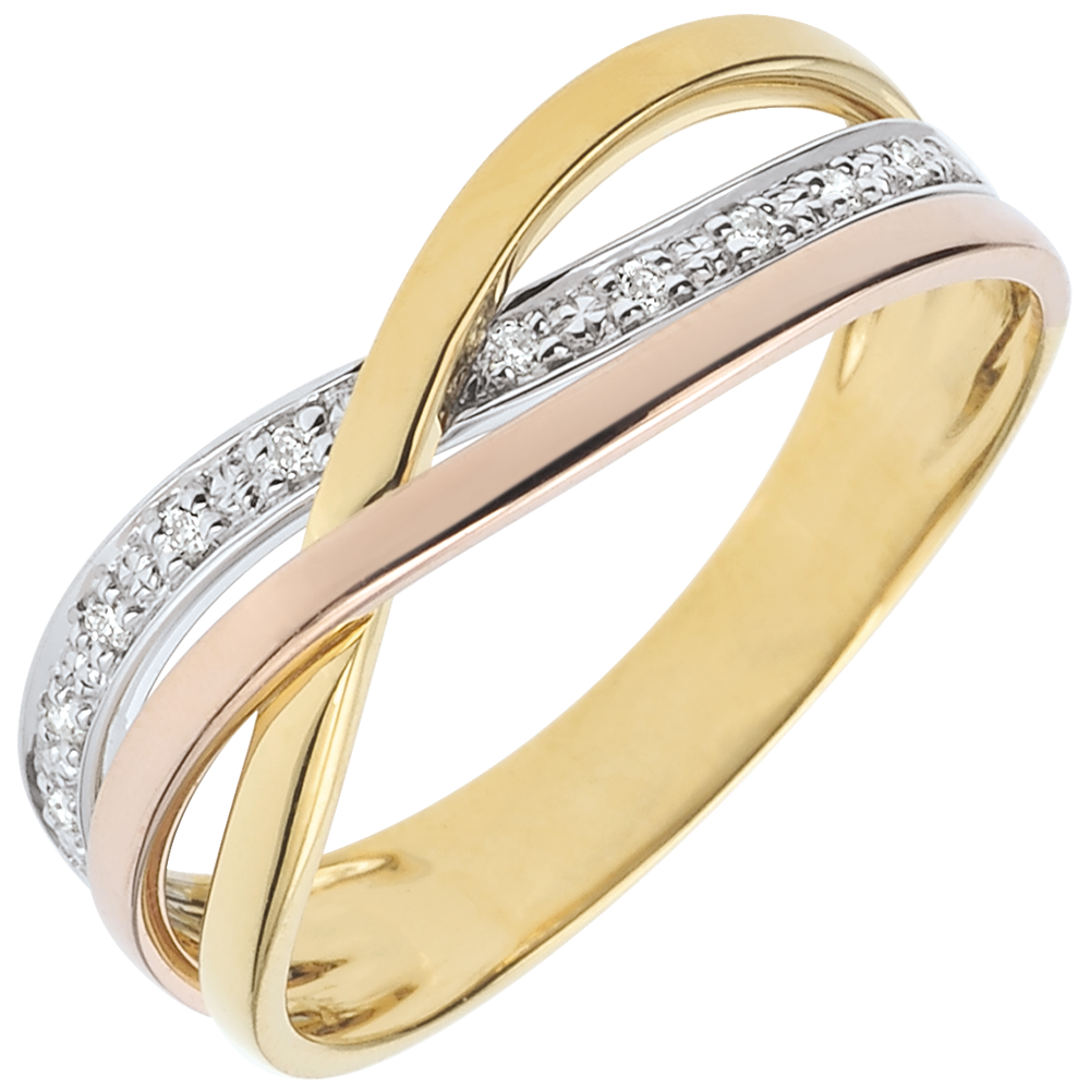 Bague Petite Saturne - 3 ors et diamants - trois ors 9 carats : bijoux ...