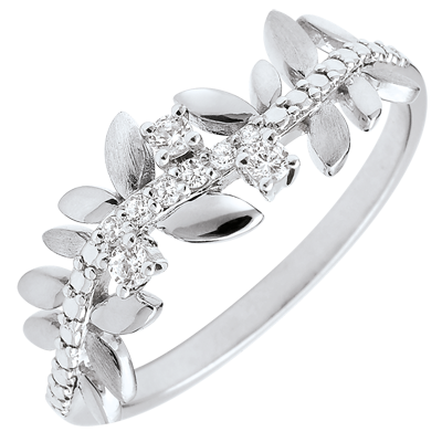 Ring Enchanted Garden - Foliage Royal - large model - white gold and diamonds - 18 carats ...